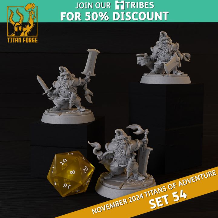 3D Printable Dwarf Male Fighter- RPG Hero Character D&D 5e - Titans of Adventure Set 54 by Titan ...